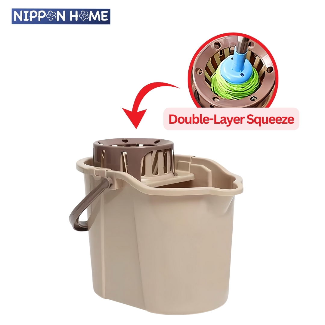 [ Household ] Double - Layer Squeeze Mop Bucket with Wheels - Nippon Home